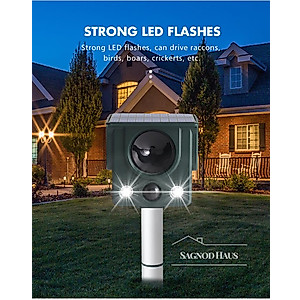 Animal Repellent Outdoor,Ultrasonic Pest Repeller with Motion, Light Sensor and Sound for Cat/Birds/Deer/Skunk/Rat/Squirrel. Deterrent Devices for Yard, Garden, Farm or Patio