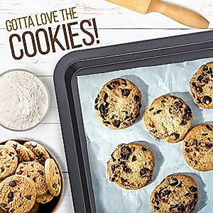 NutriChef 3-Piece Nonstick Oven Cookie Sheets for Baking - Heavy Duty Carbon Steel Baking Sheet Pans Set - Large, Medium, and Small Sized Baking Tray - Dishwasher Safe, Black