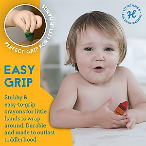 Hieno 100% Pure Beeswax Crayons Non Toxic Handmade - Natural Jumbo Crayons Safe For Kids & Toddlers With Natural Food Coloring - Crayon For Toddlers Shaped For Perfect Grip (Rounded) - Toddler Colors