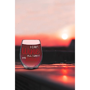 I Can Wine I'm Retired - 15oz Funny Stemless Wine Glass Perfect Retirement Gift for Women Men Dad Mom Unique Present for Friends Coworkers Office Boss Grandma & Family Retiree Retiring - By Funnwear