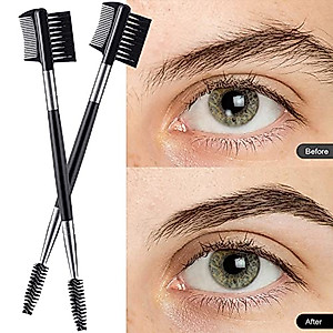 3 Pcs Eyelash Comb Eyelash Shaper and Eyebrow Brush Dual Comb Double Head Eyebrow Eyelash Makeup Grooming Tool for Women Girls Cosmetic Travel (Classic Style)