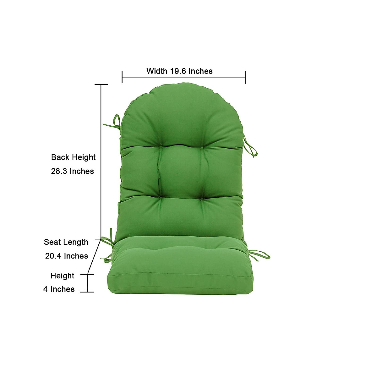 QILLOWAY Indoor/Outdoor High Back Chair Cushion for Adirondack,Spring/Summer Seasonal All Weather Replacement Rocking Chair Cushions. (1 Piece, Green)