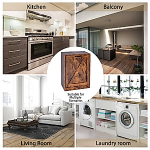 Zedesey 13 Gallon Wooden Tilt Out Trash Cabinet Hidden Trash Can Kitchen Recycling Cabinet Laundry Cabinet for Kitchen, Living Room (Brown)