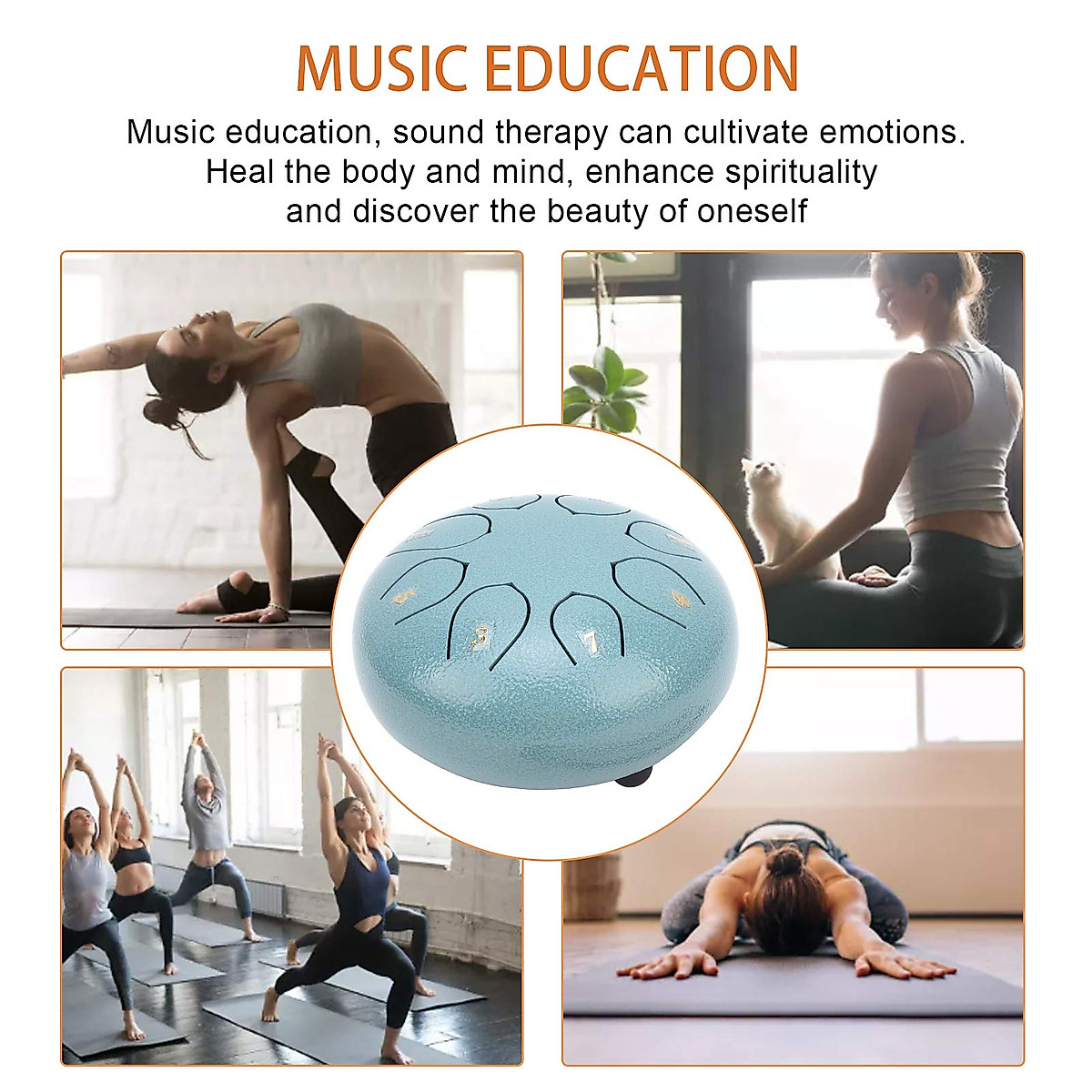 Steel Tongue Drum, 6 Inches 8 Notes Percussion Instrument Alloy Steel Material 8-Tone Natural Range Manual Cutting Steel Tongue Drum Kit With Drum Bag, Drumstick, Finger Cot and Music Book