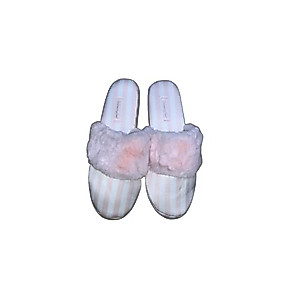 Victoria's Secret Signature Satin Slipper Pink Stripe Size Medium 7/8 New