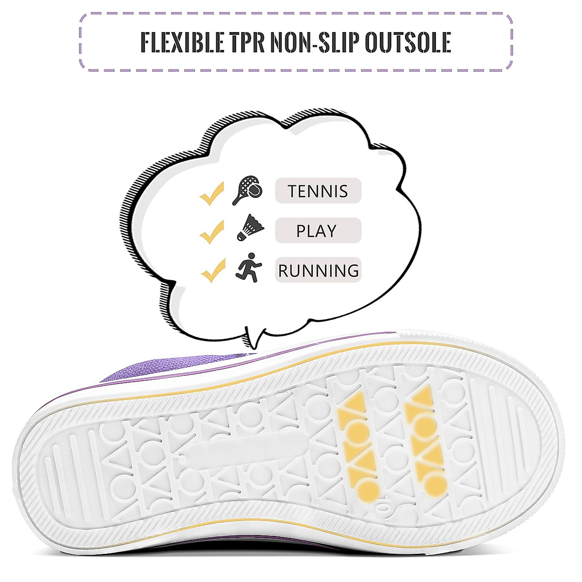 K KomForme Kids Sneakers for Boys and Girls Toddler Canvas High Top Walking Causal Shoes with Zipper Purple