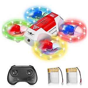 Powerextra Pro Easy Drone for Kids, RC Mini Drone with LED Light, RC Quadcopter Indoor, Altitude Hold, 3D Flip, Auto Rotation, One Key Start/Land, 2 Batteries, Great Gift for Boys & Girls 8+