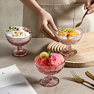 EVEREST GLOBAL Argus Pink Dessert Bowl with Lid 6 oz Confetti Parfait Sundae Nuts Ice Cream Snacks Cereal Candy Jar Fancy Vintage Cute Lovely