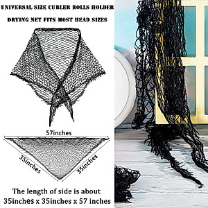 WILLBOND 4 Pieces Triangle Hair Net for Rollers, Women Hair Net Mesh Hair Net Triangular Hair Setting Net for Sleeping, 35 x 35 x 57 Inches (Black)
