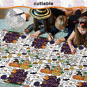 OHOME Halloween Paper Coloring Tablecloth - Halloween Party Decorations | Halloween Backdrop for Indoor | Halloween Games Gifts Decor Party Favors Supplies | Halloween Crafts for Kids,54" x 88"