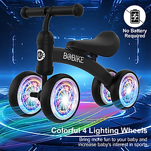 Baby Balance Bike Toys for 12-36 Months Kids Toy Boy and Girls Gifts Toddler Best First Birthday Gift Children Walker No Pedal Infant 4 Wheels Bicycle (Colorful, Black-Light)