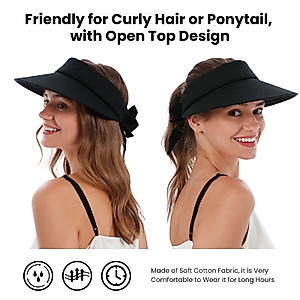 Simplicity Black Visor Women UPF 50+ UV Protection Sun Hat Womens Wide Brim Beach Hats for Women Sun Hat,Black