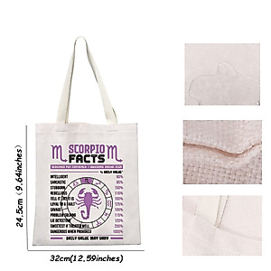 MEIKIUP Zodiac Constellation Canvas Tote Bag 12 Horoscope Astrology Gift Birthday Gifts for Women(Scorpio Tote Bag)