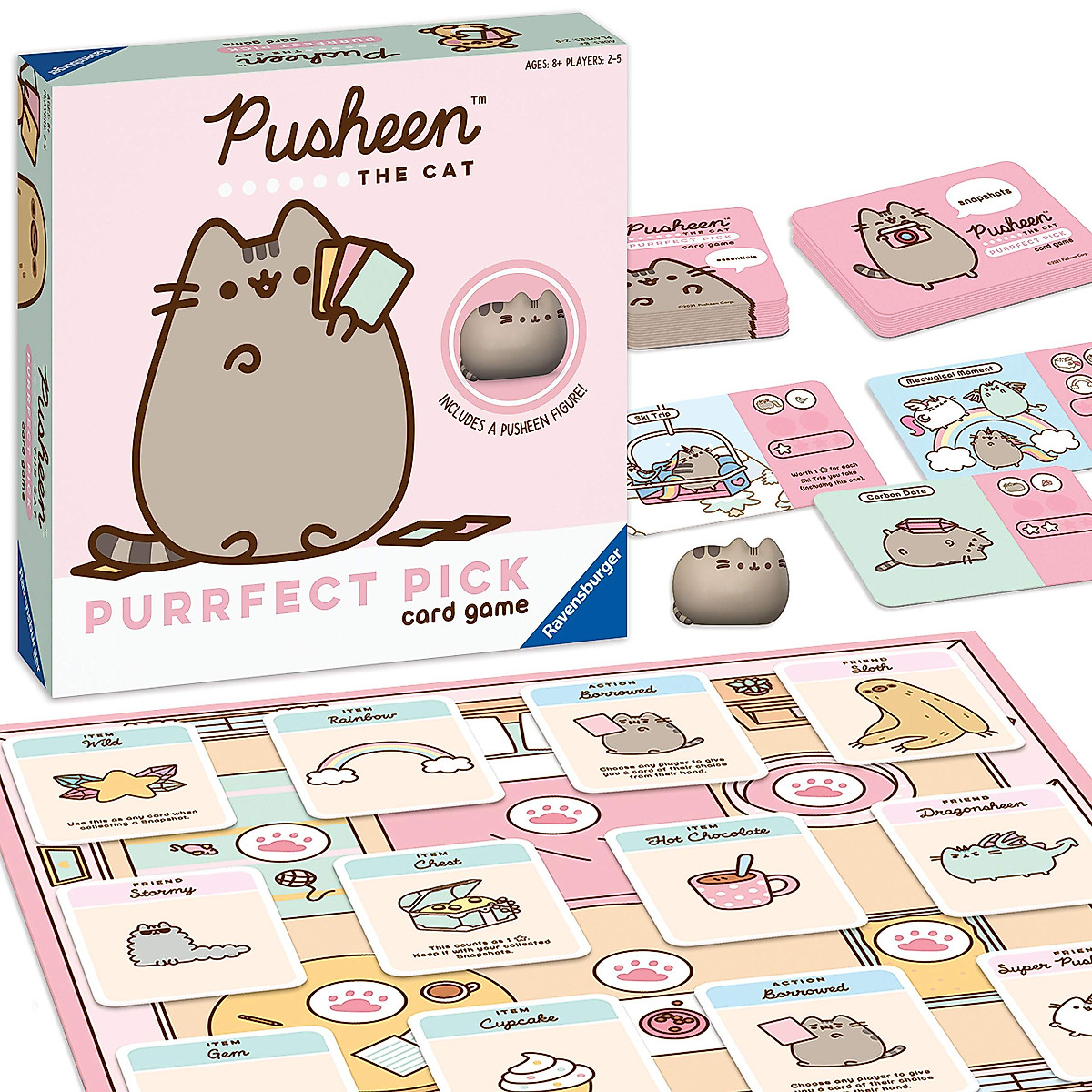 Ravensburger Pusheen Purrfect Pick Game - Fun Family Activity | Ideal for Cat Lovers and Pusheen Fans | Engaging Gameplay | Suitable for Ages 8 and Up | Pink Edition