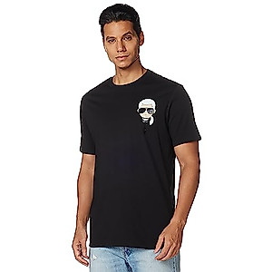 Karl Lagerfeld Paris mens Classic Karl Character Short Sleeve Crew Neck T-shirt T Shirt, Black, Medium US