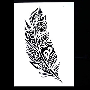 DIY Decorative Mandala Feather Stencil Template for Scrapbooking Painting on Walls Furniture Crafts (A4 Size)