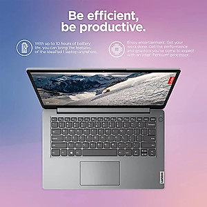 Lenovo Ideapad 1i 14 Laptop, 14" HD Screen, Intel Pentium Silver N5030, 4GB RAM, 128GB eMMC + 256GB PCIe SSD, Webcam, HDMI, SD Card Reader, Wi-Fi 6, Windows 11 Home, One Year of Microsoft Office 365