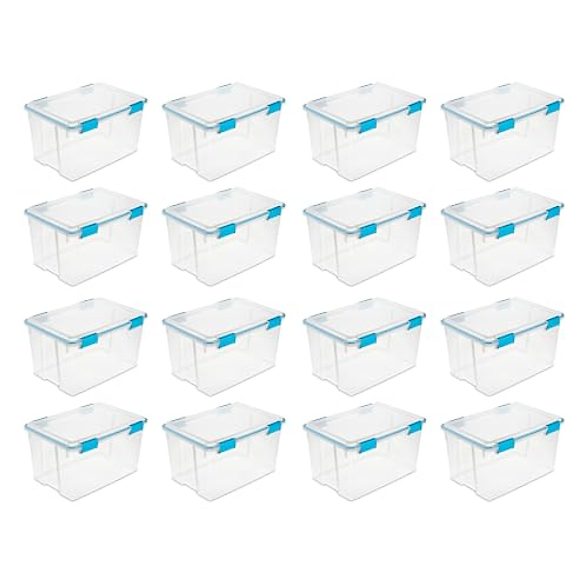Sterilite Gasket Box, Stackable Storage Bin with Latching Lid, 32 Quart, 12 Pack