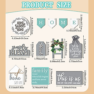 FairySandy 11 Pcs Farmhouse Tiered Tray Decor Home Wood Sign Rustic Simply Blessed Wooden Beads Tiered Tray Decorations Set for Home Kitchen Table