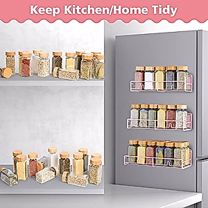 BARIKUEO 3 Pack Magnetic Spice Rack for Refrigerator, Magnetic Fridge Shelf Seasoning Organizer, Kitchen Refrigerator Organization and Storage for Microwave Oven Cabinet