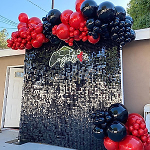 COKAOBE Black Shimmer Wall Backdrop, 30PCS Square Sequin Shimmer Backdrop Panel, Sequin Backdrops for Birthday, Anniversary, Wedding, Graduation & Bachelorette Party Decoration