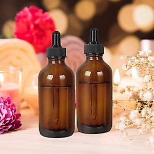 CycleMore 16 Pack (120 ml) 4 oz Amber Glass Boston Bottles with Glass Eye Droppers, Glass Dropper Bottles for Essential Oils & Lab Chemicals & More Liquids Ideal for Mom & Friends