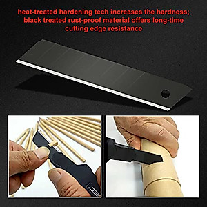 HAUTMEC 10pcs 18mm SK2H Ultra Sharp Snap Off Blades, Retractable Black Utility Knife Replacement Blades, Sharper SK2H Heavy Duty Refill Blades, Creative Safety Box, for Box, Carpet, Rope HT0144-BL