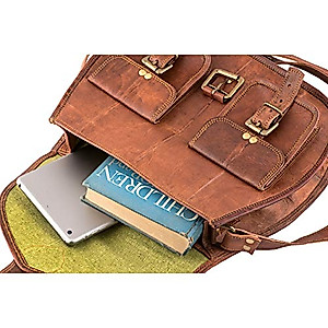 HB Handmade Crossbody Shoulder Bag Women Vintage Style Genuine Leather Purse 14" x 10"