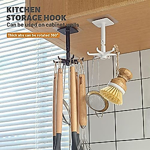 SJORHNUS Kitchen Swivel Hook, 4 Pack Swivel Folding Under Cabinet Kitchen Utensil Hooks, 360° Rotating Hanging Rack for Kitchen Utensils,Bathroom Towels,Entryway Key