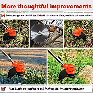Airbike Brush Cutter Weed Wacker Weed Eater Edger Lawn Tool (Upgraded Version), Multi-Purpose, Lightweight, for Lawn, Yard, Garden, Shrub Trimming and Pruning (Red Blade Trimmer + 2 Batteries)