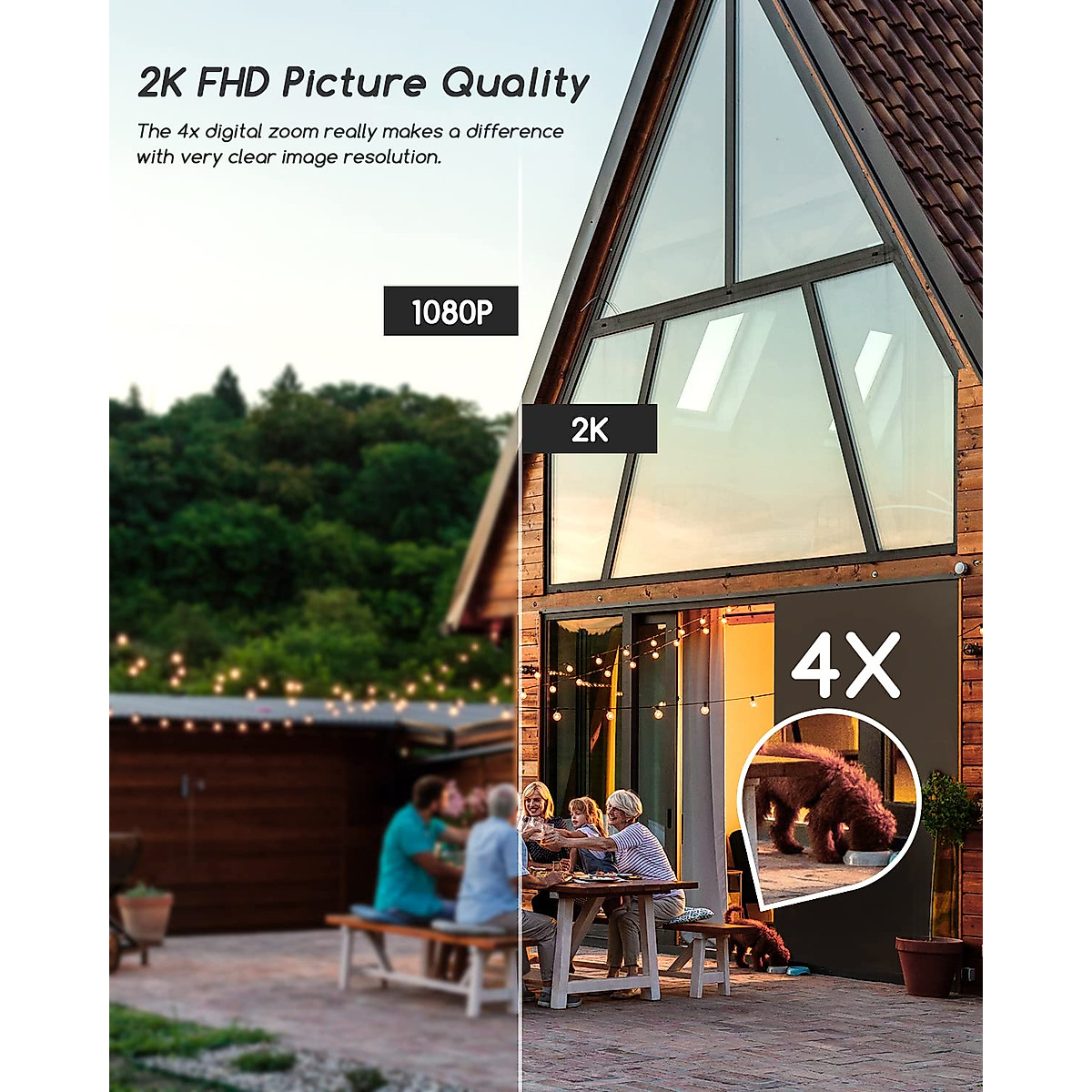 Security Camera Outdoor, 360° PTZ Security Cameras Wireless Outdoor Solar Powered, 2.4G Wireless WiFi Cameras for Home Security, 2K Night Vision, PIR Detection, 2 Way Audio,IP66,SD/Cloud Storage