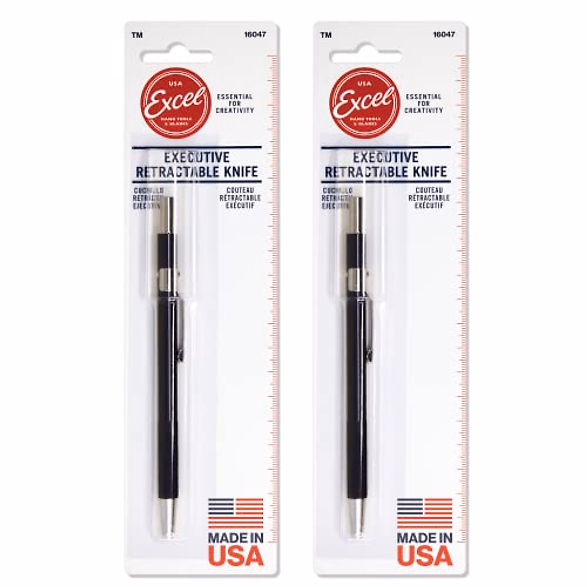 Excel Blades Retractable Pen Knife - Made in the USA, Pen Knife with Pocket Clip- Light Duty Scrapbook Knife & Precision Craft Knife  - 2 Pack