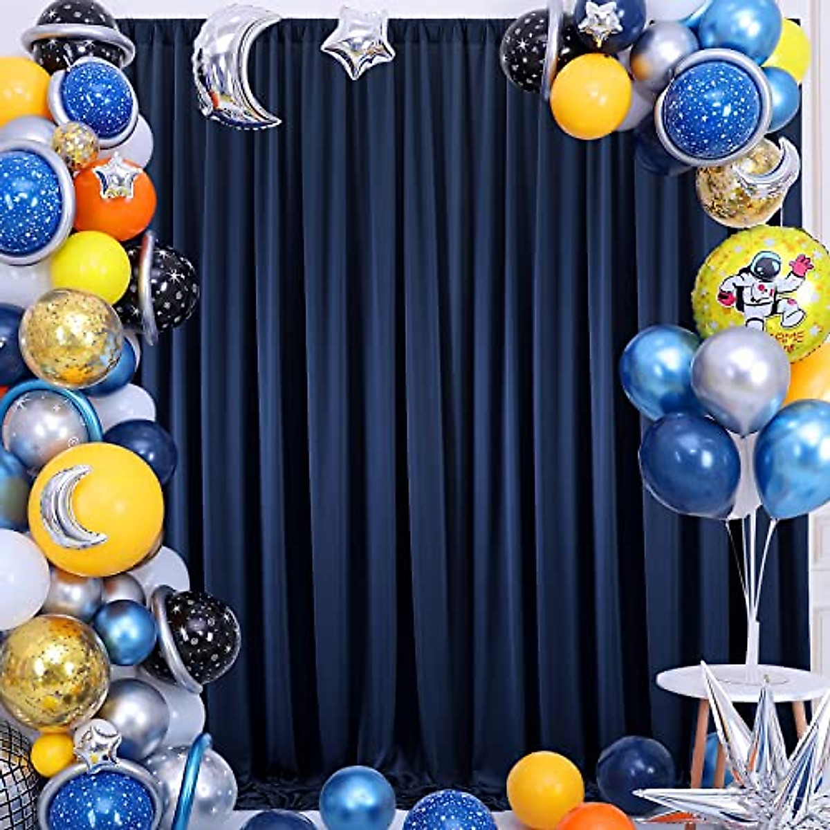 10x10 Navy Blue Backdrop Curtain for Parties Wrinkle Free Photo Curtains Backdrop Drapes Fabric Decoration for Wedding Birthday Party Baby Shower 5ft x 10ft,2 Panels