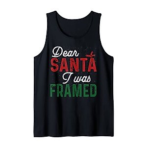 Dear Santa I Was Framed Funny Christmas Stocking Stuffer Tank Top