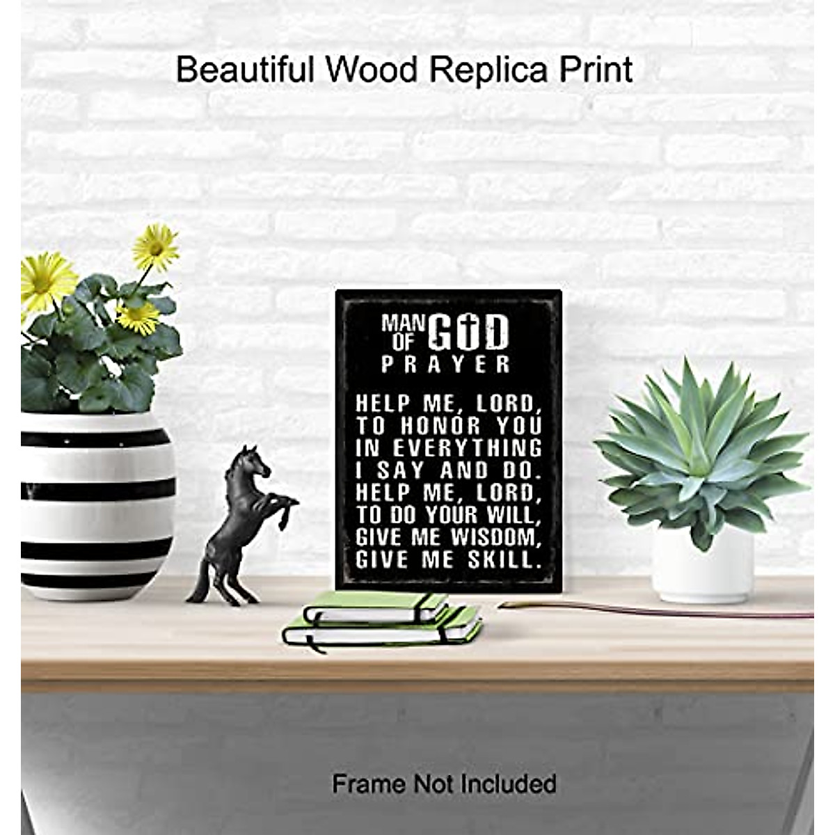 Religious Wall Art & Decor for Men - Christian Catholic Gifts for Men, Husband, Him - Inspirational Spiritual Motivational Poster Picture Print Sign - Man of God Prayer - Office, Man Cave, Church