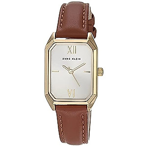 Anne Klein Women Japanese Quartz Dress Watch with Leather Strap, Brown, 13 (Model: AK/3874CHHY)