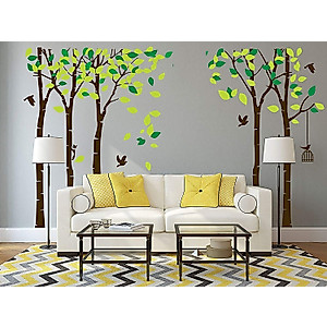 ANBER Giant Jungle Tree Wall Decal Removable Vinyl Sticker Mural Art Bedroom Nursery Baby Kids Rooms Wall Décor (Brown and Green)