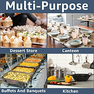 Oungy 8 Pack Hotel Pans 1/9 Size 2 1/2 Inch Deep Anti Clogging Stainless Steel Chafing Steam Table Pans Commercial Catering Storage Metal Food Pan for Hotel Restaurant Buffet