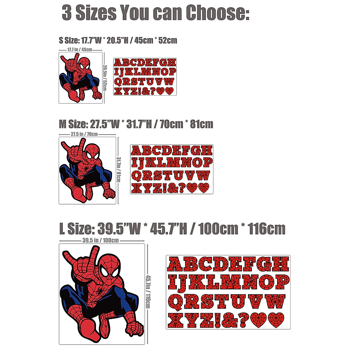 【3 Sizes】【You Design Your Text】17.7"W x 20.5"H Wall Decal with 26 Letters Wall Decor Wall Stickers Room Decorations for Bedroom Nursery Playroom Gifts - S Size, 45cm x 52cm