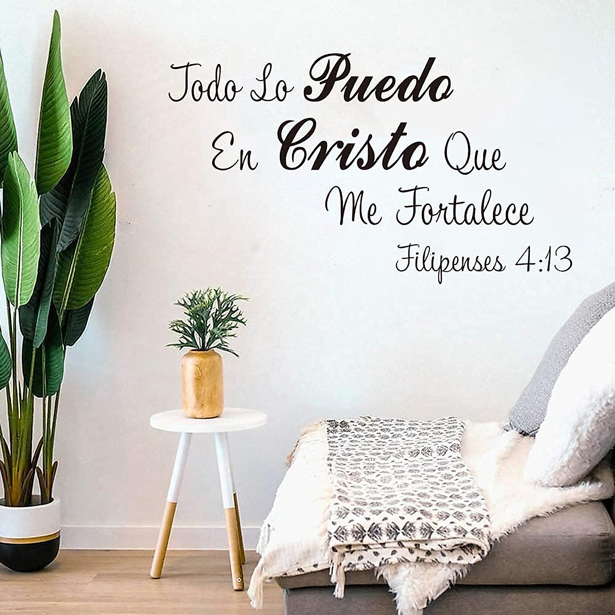 Summerjokes Todo Lo Puedo En Cristo Que Me Fortalece - Filipenses 4:13 Inspiring Funny Wall Sticker Decal Vinyl Sticker, Prayer Faith Family Living Room Kitchen Dining Bedroom Marriage Cafe Library