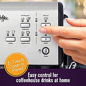 Mr. Coffee Espresso and Cappuccino Machine, Programmable Coffee Maker with Automatic Milk Frother and 19-Bar Pump, Stainless Steel