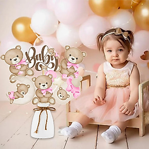 30Pcs Pink Bear Centerpiece Sticks We Can Bearly Wait Baby Shower Decorations Teddy Bear Table Toppers Bear Baby Shower Decorations Bear Centerpieces for Table Girls Baby Shower Supplies