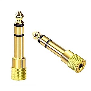 VCE 6.35mm (1/4 inch) Male to 3.5mm (1/8 inch) Female Stereo Audio Jack Adapter for Aux Cable, Guitar Amplifier, Headphone, 2 Pack