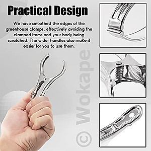 Wokape 40Pcs 3.5 Inch Stainless Steel Garden Clips, Heavy Duty Clamps with Large Open, Strong Grip Clips for Greenhouse Plant Cover Netting/ Garden Shade Cloth/ Beach Towel/ Clothespins/ Quilt