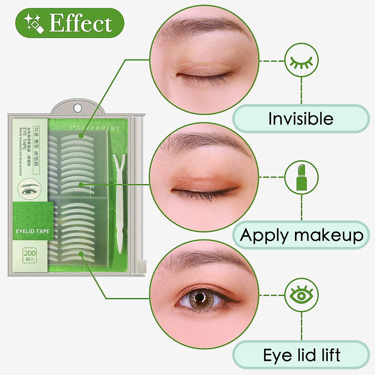 800Pcs Natural Invisible Single Side Eyelid Tape Stickers Medical-use Fiber Eyelid Lift Strip, Instant Eye Lift Without Surgery, Perfect for Uneven Mono-Eyelids, Slim