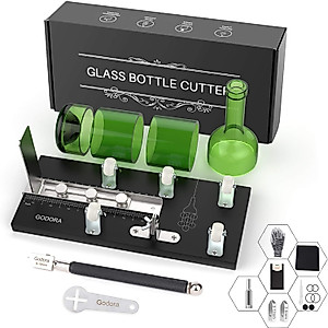 Godora Glass Bottle Cutter, Upgraded Glass Cutter for Bottles & Glass Cutter Bundle - DIY Machine for Cutting Wine, Beer or Soda Round Bottles & Mason Jars, Perfect Score Bottle Cutter
