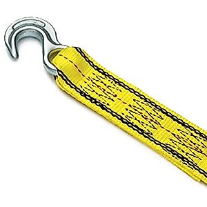 PROGRIP 141015 Light Duty Tow and Recovery Strap with Flat Webbing and Hooks: Yellow, 15' x 2"