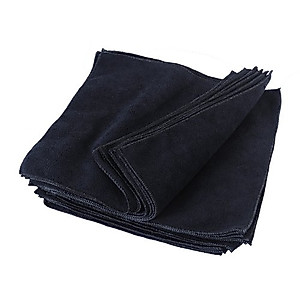 Eurow Microfiber Premium 350GSM Cleaning Towels, 12" by 12", Black, 25 Pack