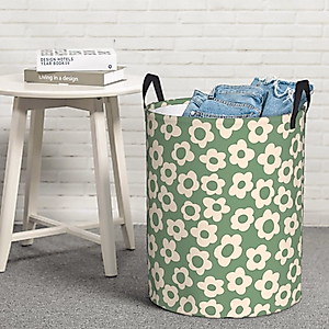 Vintage Groovy Flowers Laundry Basket - Easy Carry Handles Laundry Basket, Large Foldable Laundry Hamper for Bedroom, Bathroom, Dorm, Laundry Room, 75L