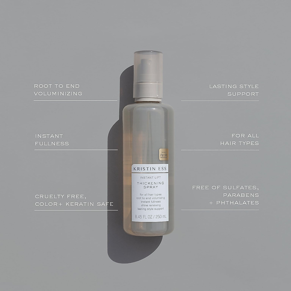 Kristin Ess Hair Instant Lift Thickening Spray for Volume + Fullness on Fine Hair, Shine Renewing, Style Support, Sulfate and Paraben Free, 8.45 fl. oz.